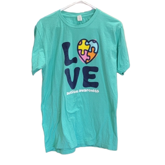 Tultex | Tops | Love Autism Awareness Mint Tee Shirt | Poshmark